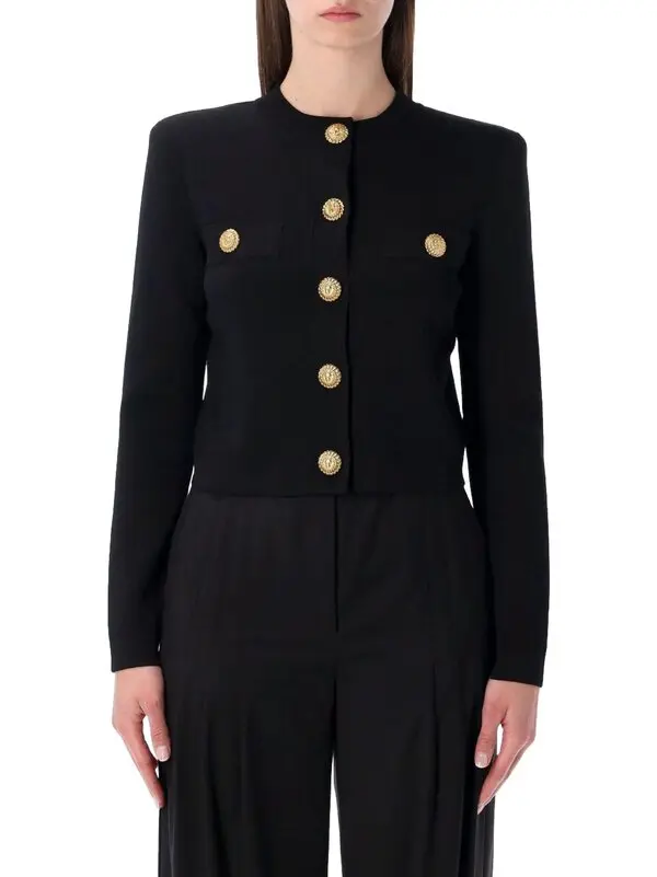 Balmain Buttoned Crewneck Cardigan With Gold-tone Hardware - Multicolor
