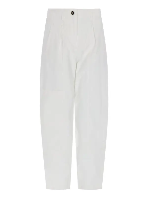 Max Mara Wide Fit Cotton Blend Trousers - White