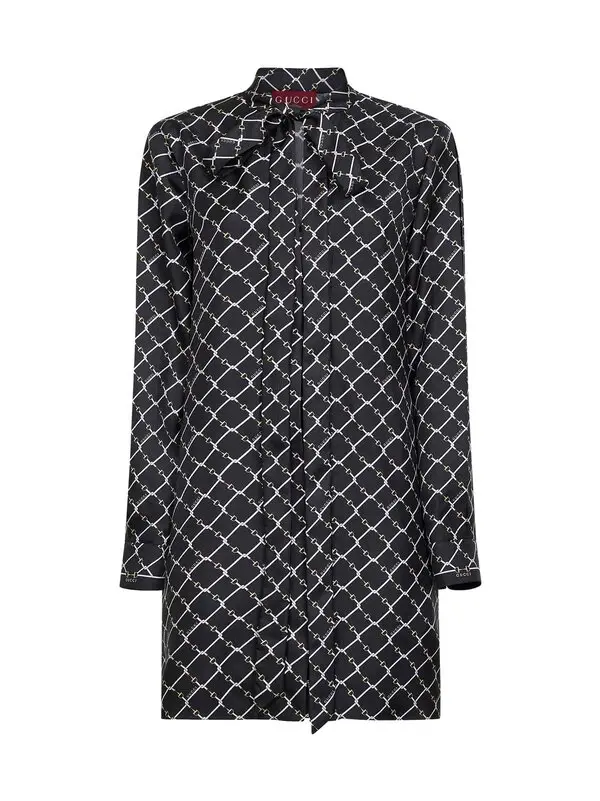 Gucci Black Printed Silk Twill Mini Dress - Multicolor