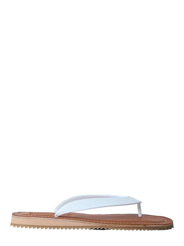 Miu Miu Textured Strap Flip-flops With Leather Sole - White