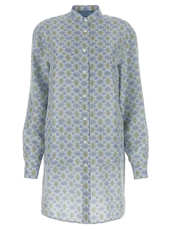 Prada Printed Silk Shirt Dress - Multicolor