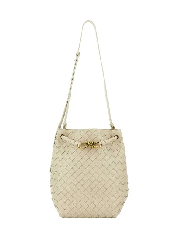 Bottega Veneta Ivory Leather Small Andiamo Bucket Bag - White