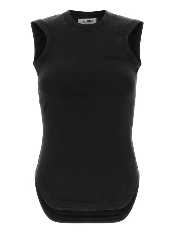 Attico Dark Cotton Tank Top - Brown