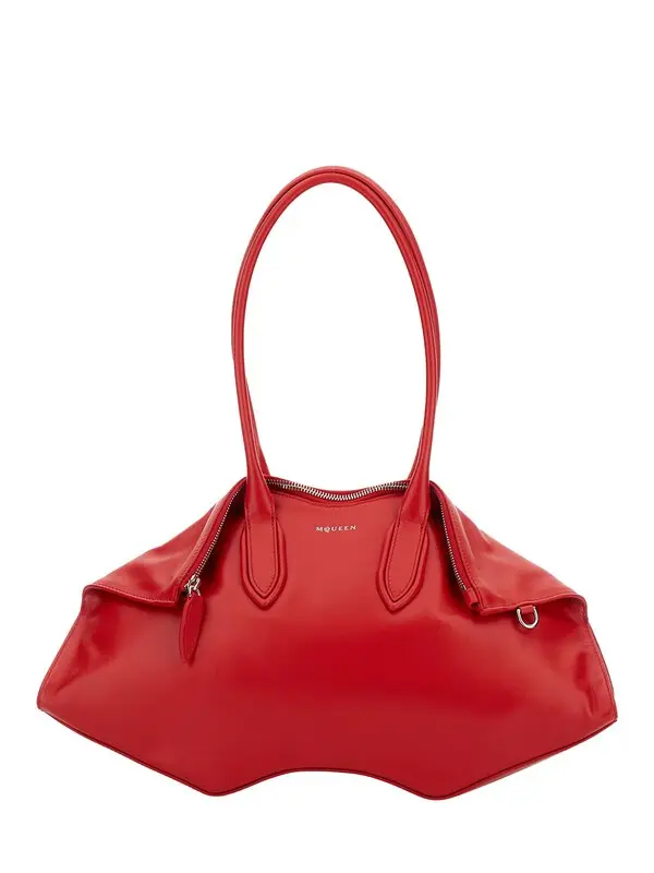 Alexander McQueen Red Leather Manta Shoulder Bag - Multicolor