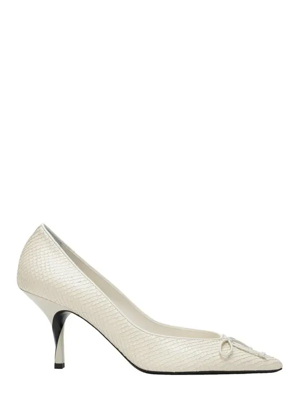 Jacquemus Ivory Python-effect Embossed Leather Decollete Pumps - White