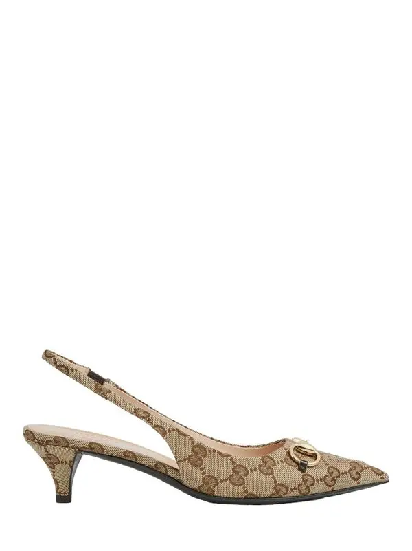 Gucci Slingback Collection With Horsebit Detail - Cream
