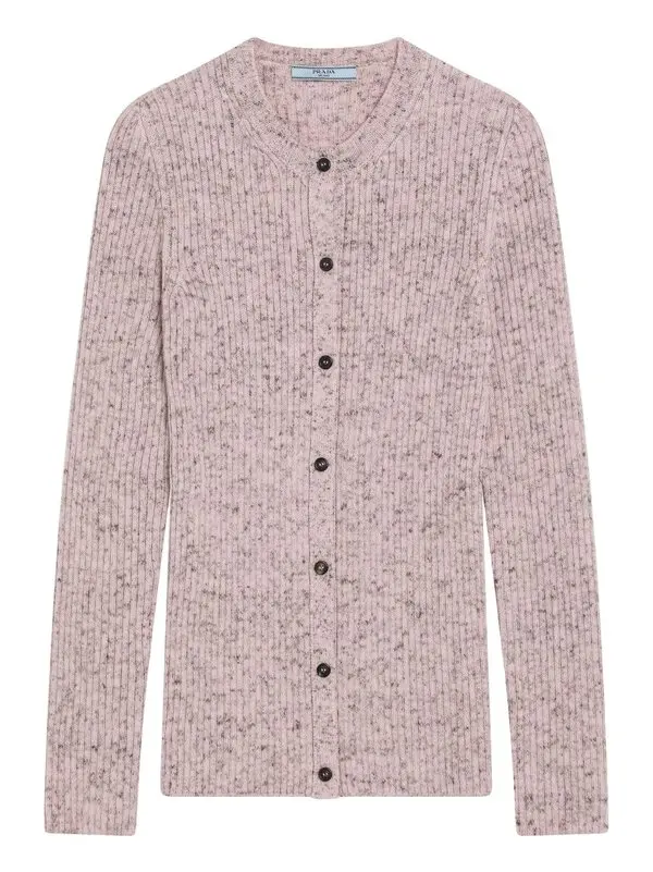 Prada Ribbed Wool Cardigan - Pink