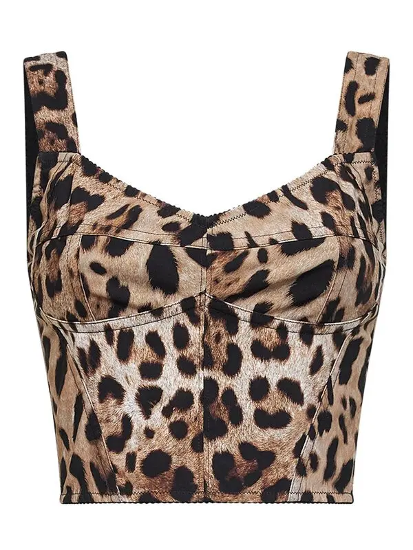 Dolce & Gabbana Leopard Print Bustier Top - Multicolor