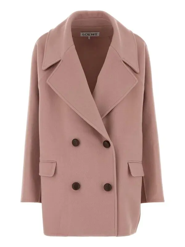 Loewe Double-breasted Wool Coat - Pink