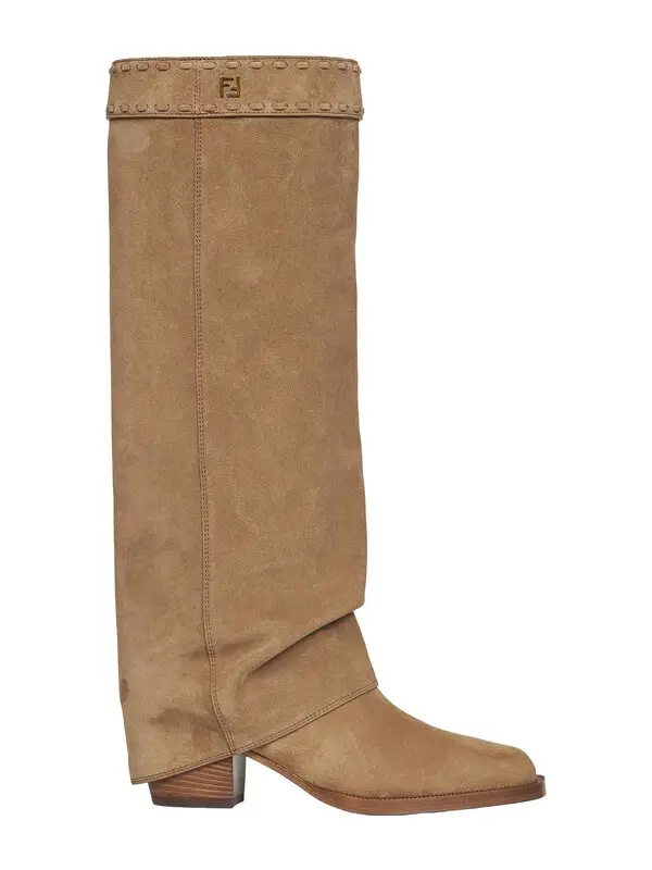 Fendi Dark Dove Grey Suede Minerva Boots - Multicolor