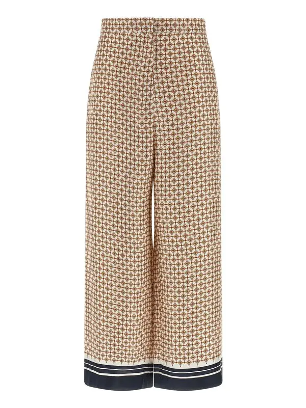 Max Mara Mstottelia Printed Silk Twill Wide Leg Trousers - Blue