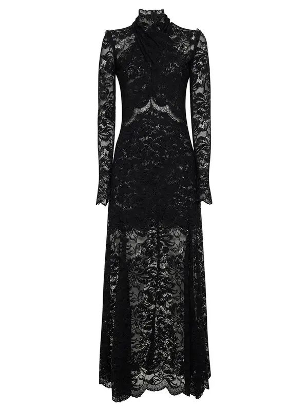 Rabanne Black Lace Long Dress - Multicolor