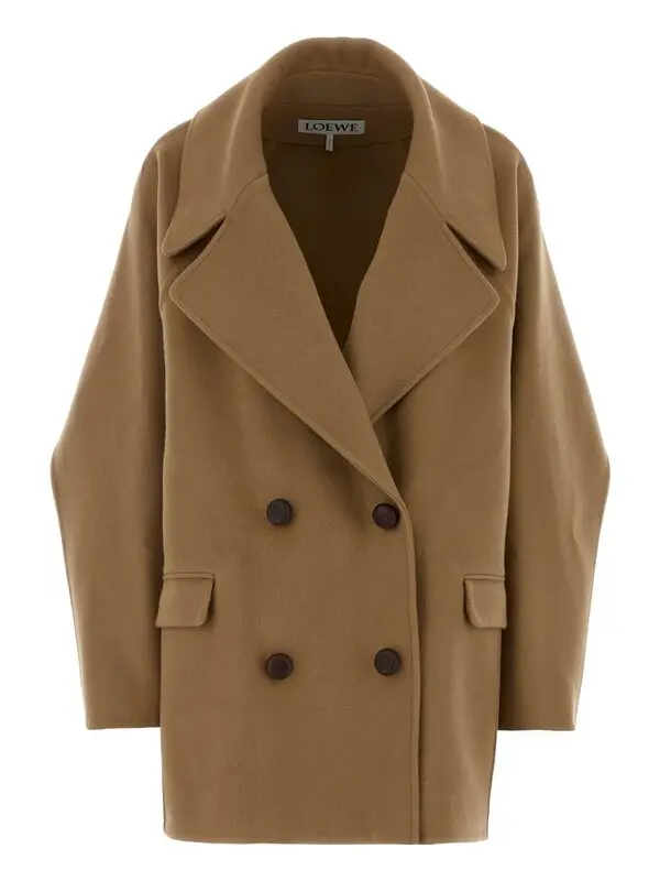 Loewe Double Breasted Wool Coat - Brown