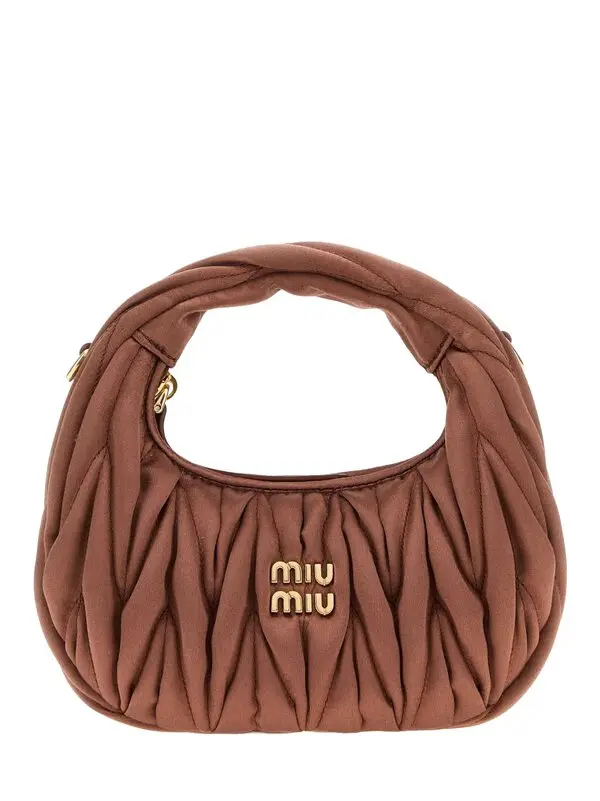 Miu Miu Antiqued Satin Mini Wander Handbag - Pink