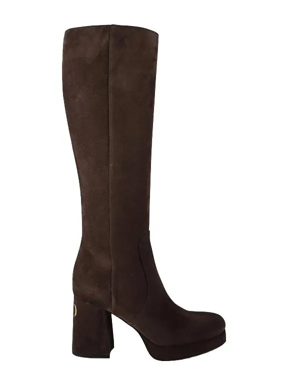 Valentino Garavani Fawcette Suede High Heel Boots - Brown