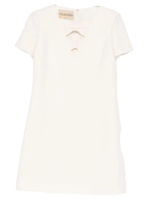 Valentino Garavani Wool And Silk Blend Short Dress With Cut-out And Ribbon Detail - Multicolor