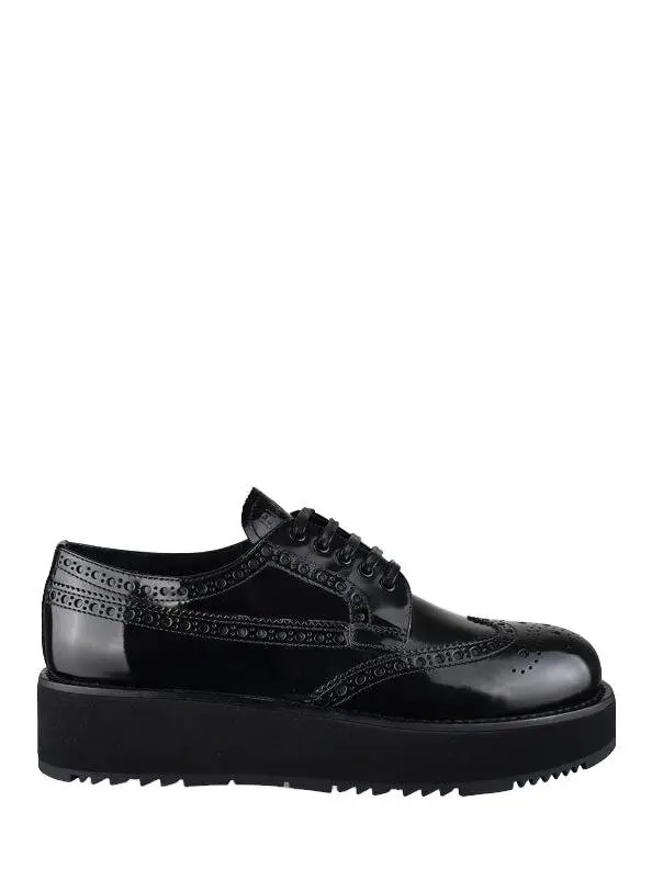 Prada Patent Leather Platform Derbies - Black