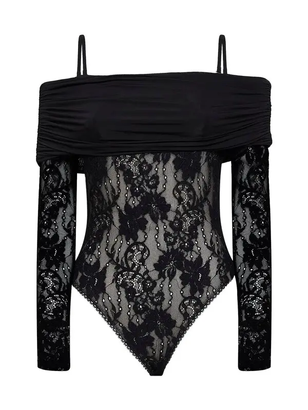 Zimmermann Black Lace Rebellion Bodysuit - Multicolor