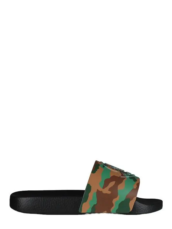 Moncler Camouflage Logo Slides - Black