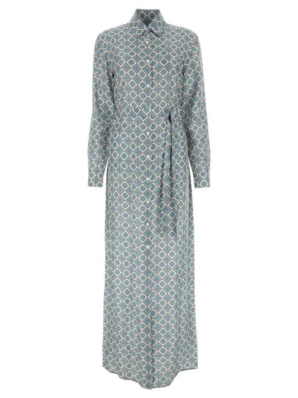 Prada Printed Silk Shirt Dress - Multicolor