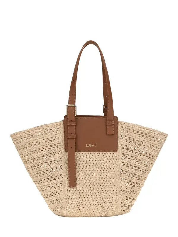 Loewe Hammock Cabas Woven Raffia Tote Bag - Brown