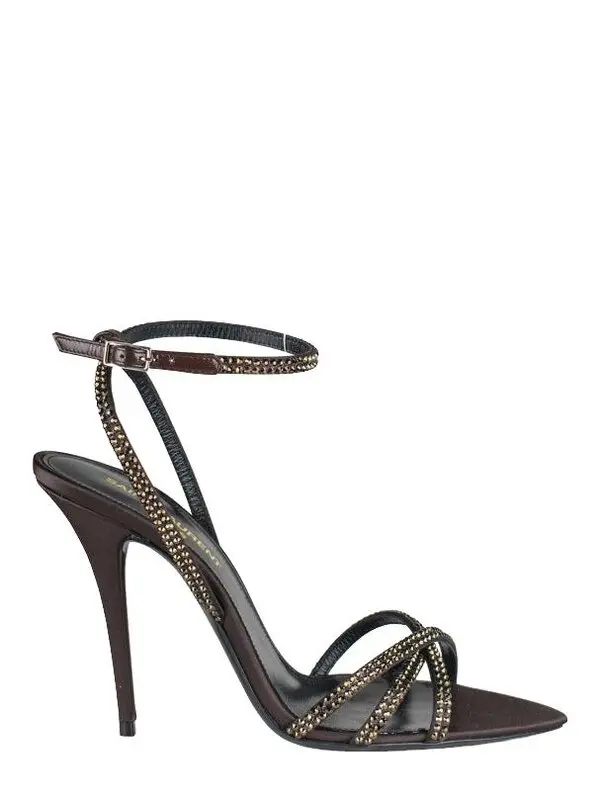 Saint Laurent Ava Crystal Embellished Stiletto Sandals - Brown