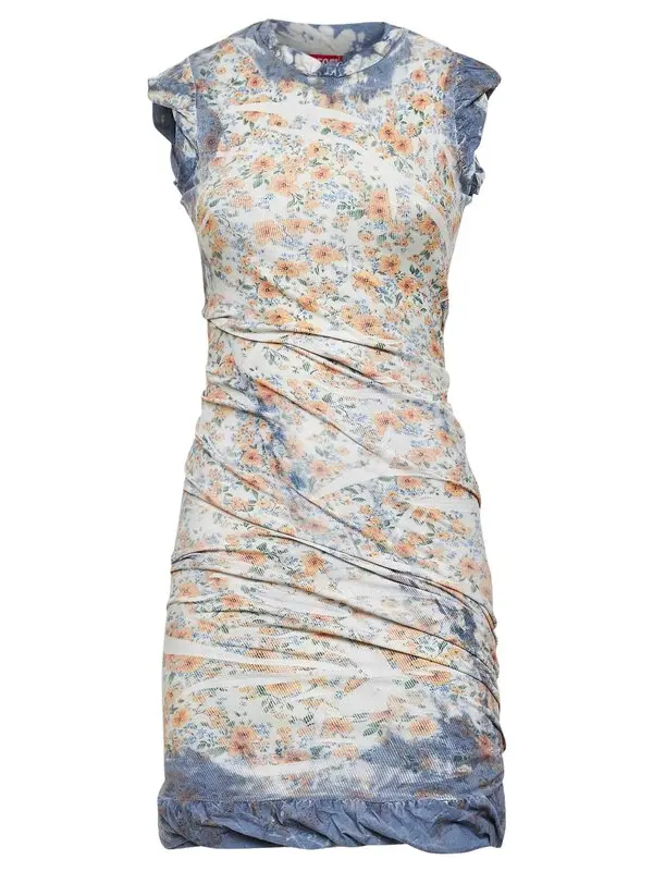 DIESEL® D-ayana Draped Mini Dress With Floral Print - Multicolor