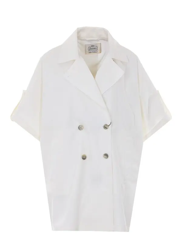 Herno Dean Poncho Cotton Blend - White