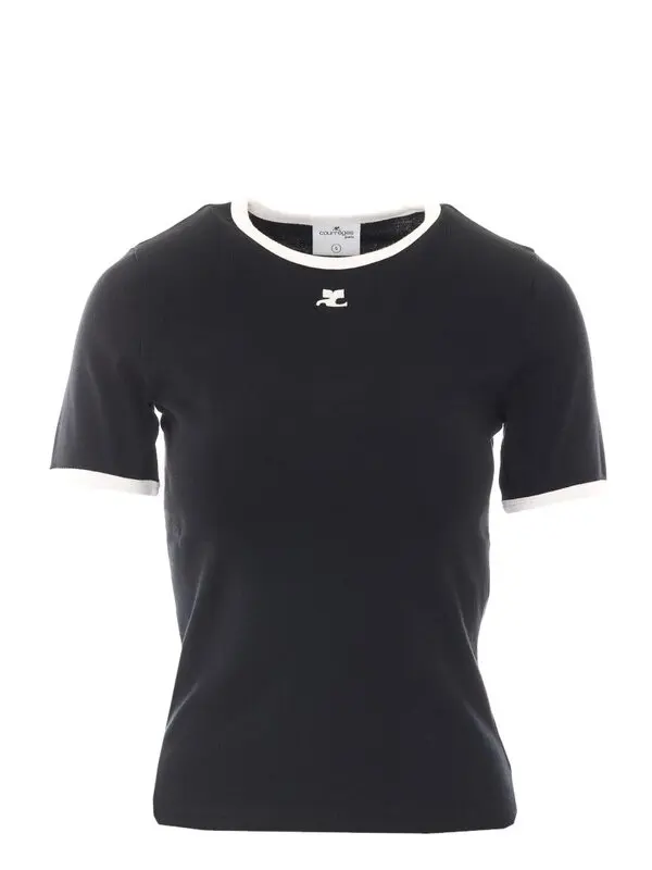 COURREGES Signature Contrast T-shirt - Black