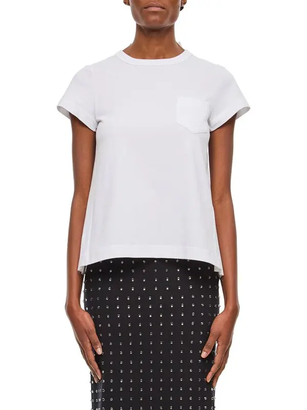 Sacai Cotton T-shirt With Pleated Back - Multicolor