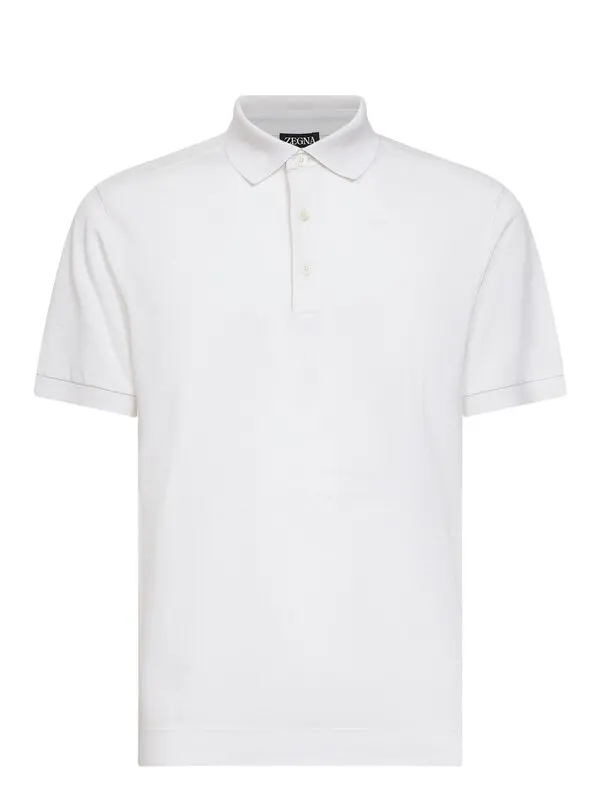 Zegna White Cotton And Silk Pique Polo Shirt - Multicolor