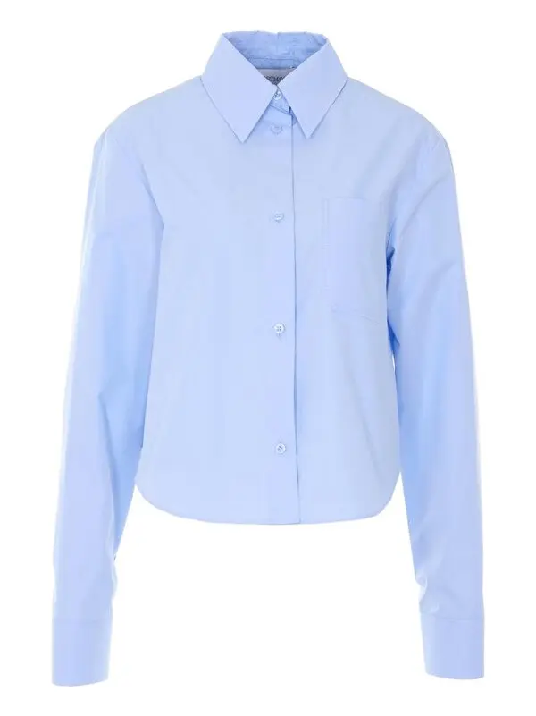 Sportmax Light Cotton Blend Pleated Shirt - Blue