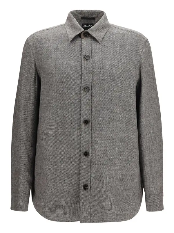Zegna Cashmere, Linen, And Silk Overshirt - Gray