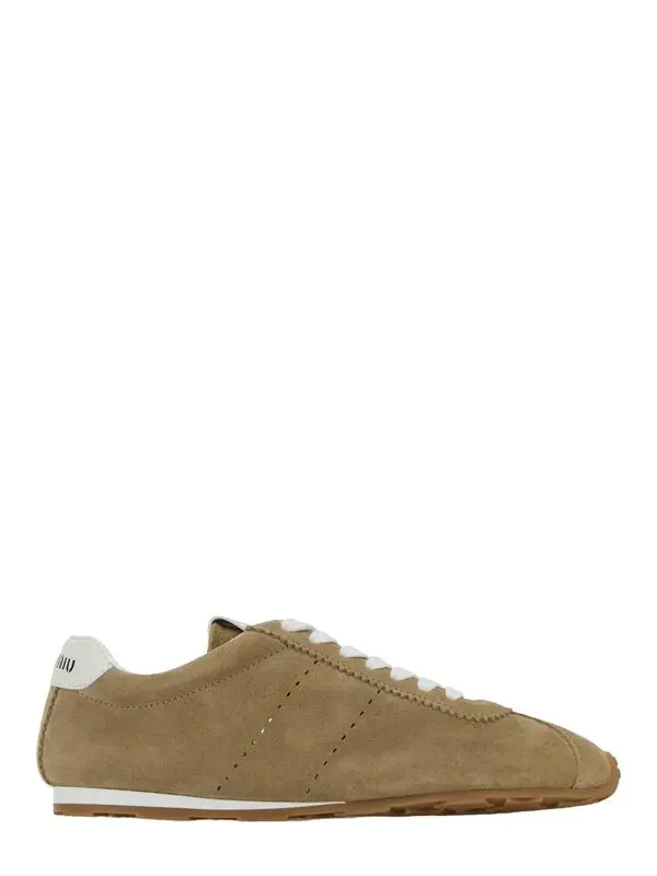 Miu Miu Cappuccino Suede Plume Sneakers - Brown