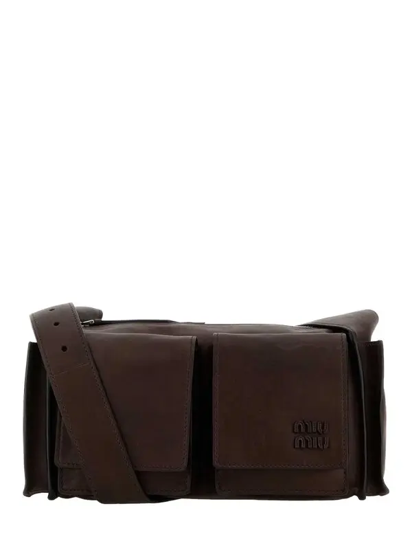 Miu Miu Dark Nappa Leather Crossbody Bag - Brown