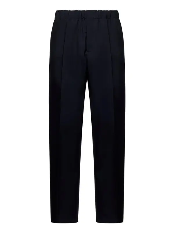 JIL SANDER Blue Gabardine Tapered Trousers - Multicolor