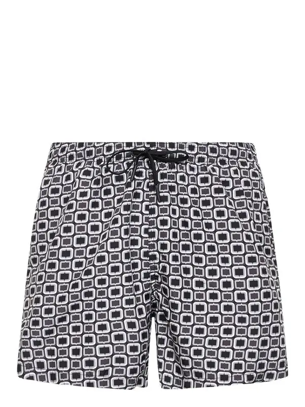 Tagliatore Black Printed Nylon Swim Shorts - Multicolor