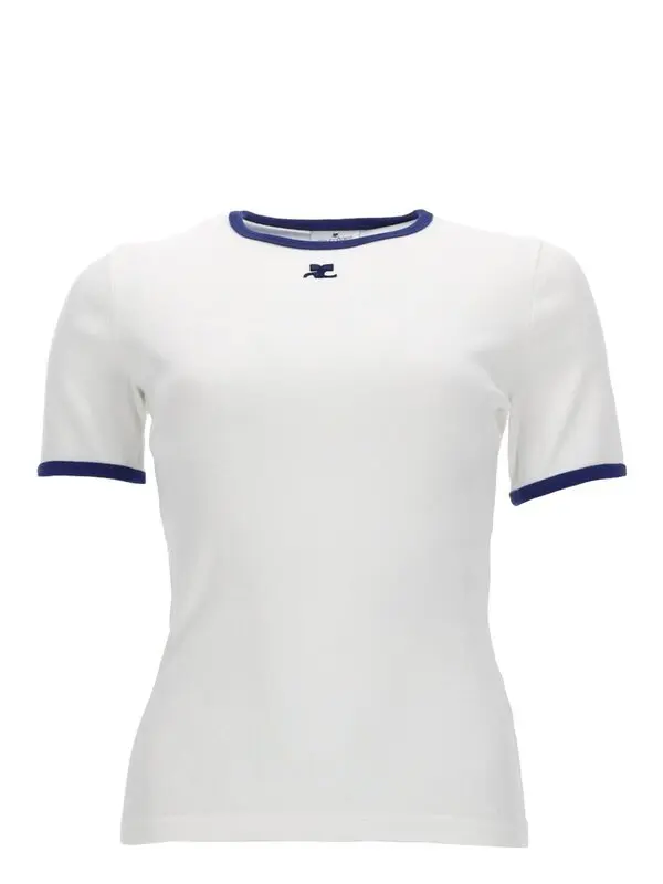 COURREGES T-shirt Con Logo" Cotton T-shirt - White