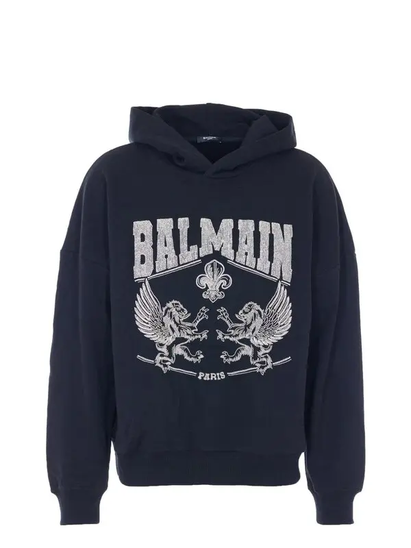 Balmain Crystal Embellished Hoodie - Silver