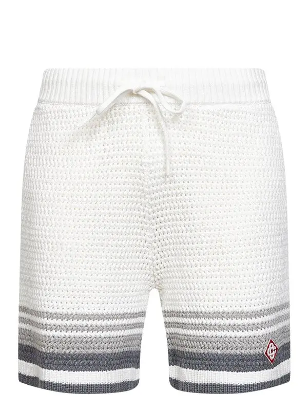 Casablanca Crochet Cotton Shorts With Striped Hem - Multicolor