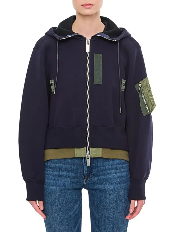 Sacai Sponge Sweat X Nylon Twill Hoodie - Multicolor