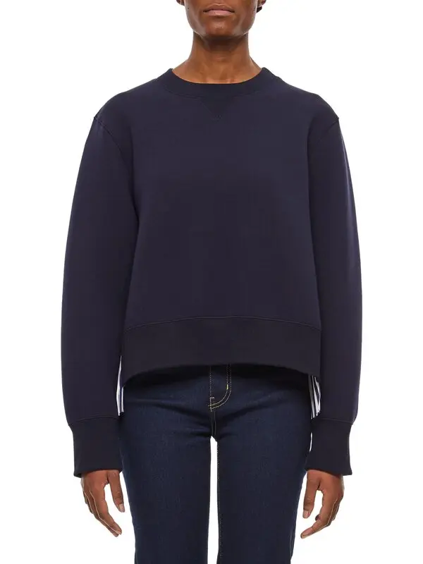Sacai Crewneck Sweatshirt With Pleated Striped Back - Multicolor