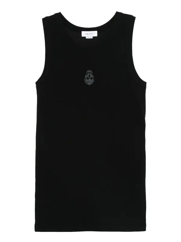 Alexander McQueen Skull Detail Cotton Top - Multicolor