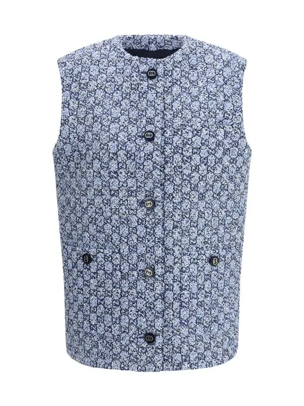 Gucci Gg Tweed Vest - Blue