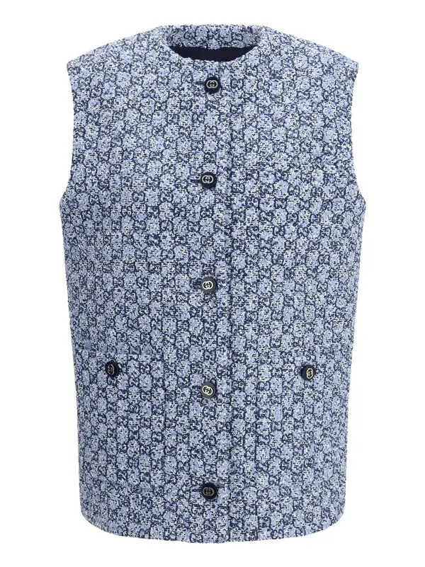 Gucci Gg Tweed Vest - Blue