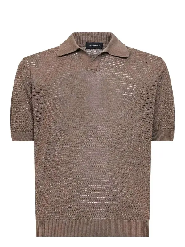 Tagliatore Dove Grey Cotton Pointelle Knit Polo Shirt - Multicolor