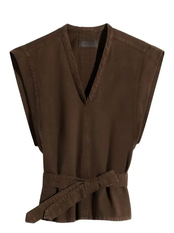 LEMAIRE Cotton V-neck Sleeveless Belted Tank - Multicolor