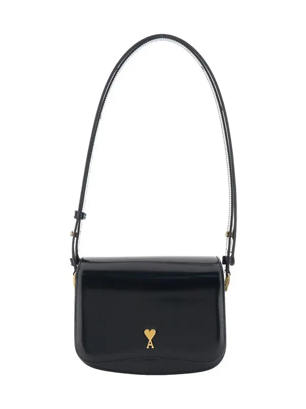 AMI Paris Leather Shoulder Bag With Adc Plate - Multicolor