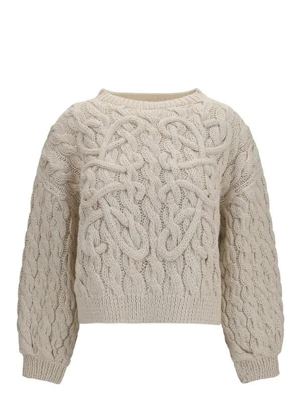 Loewe Textured Wool And Cotton-blend Midweight Knit Pullover - Cream