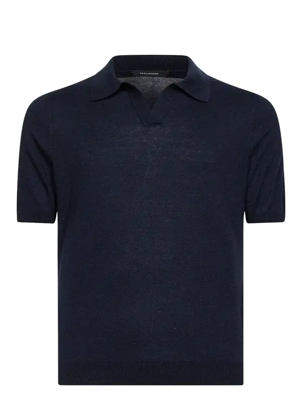 Tagliatore Blue Silk Knit Polo Shirt - Multicolor